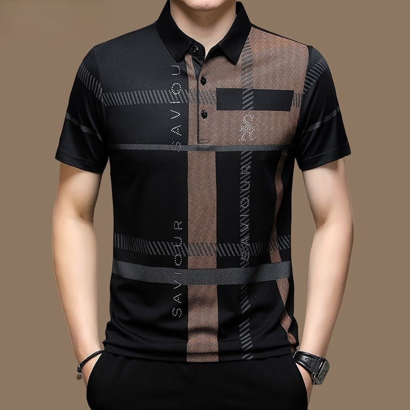 New Arrival Business Style Men s Polo Shirts Male Letter Printing Turn Secret Gear